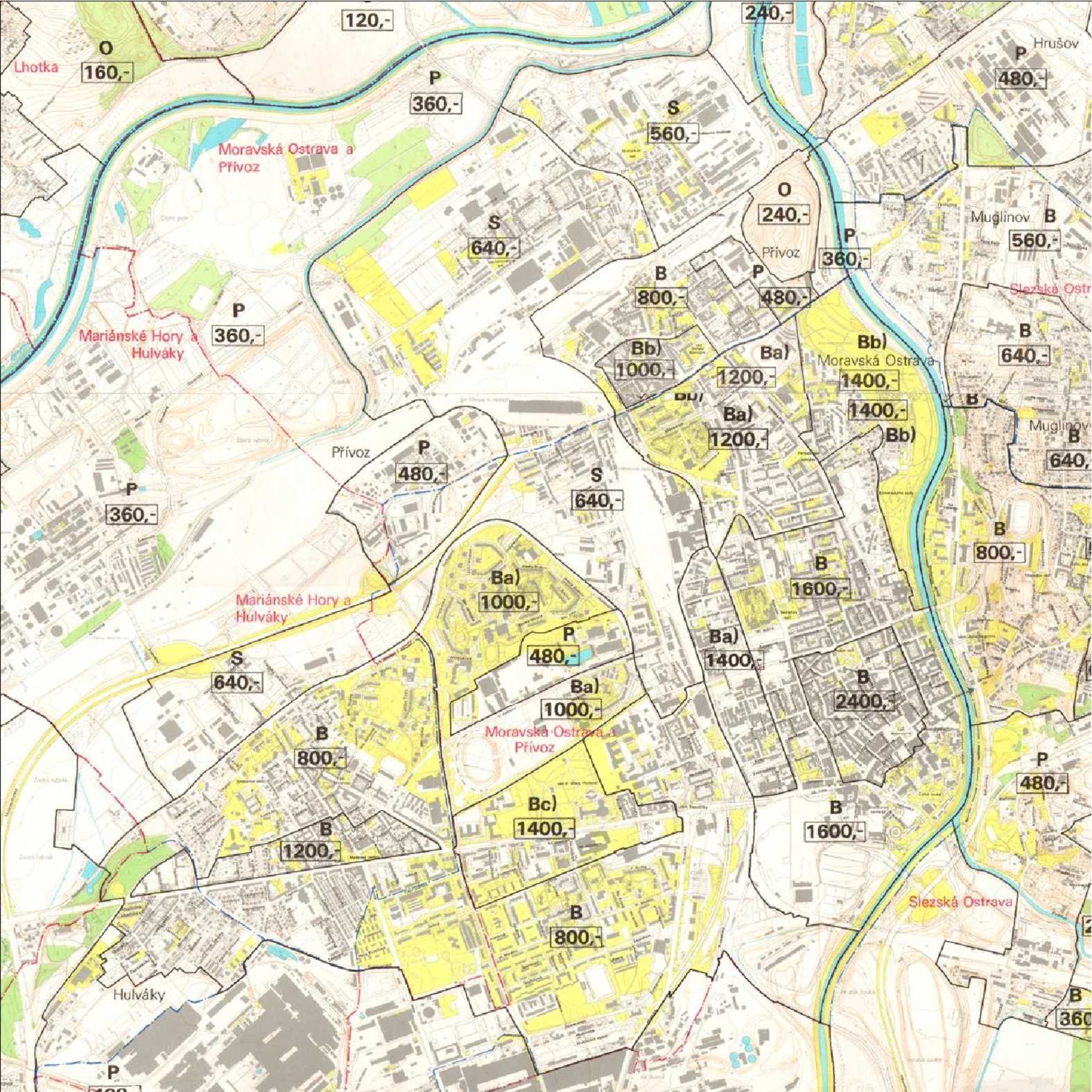 Cenová mapa | Mapový portál města Ostravy